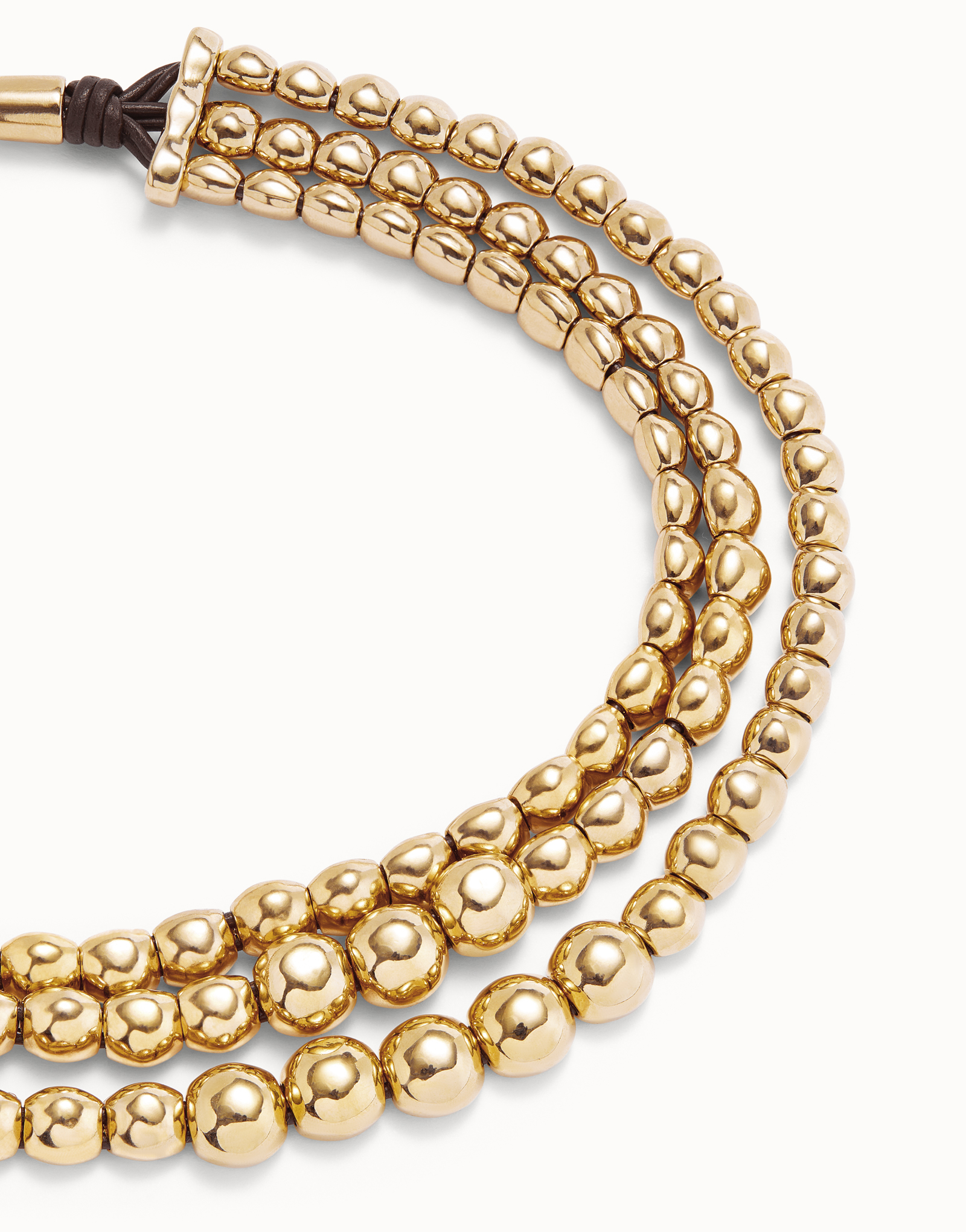 Collar triple edición limitada con bolas bañadas en oro 18k