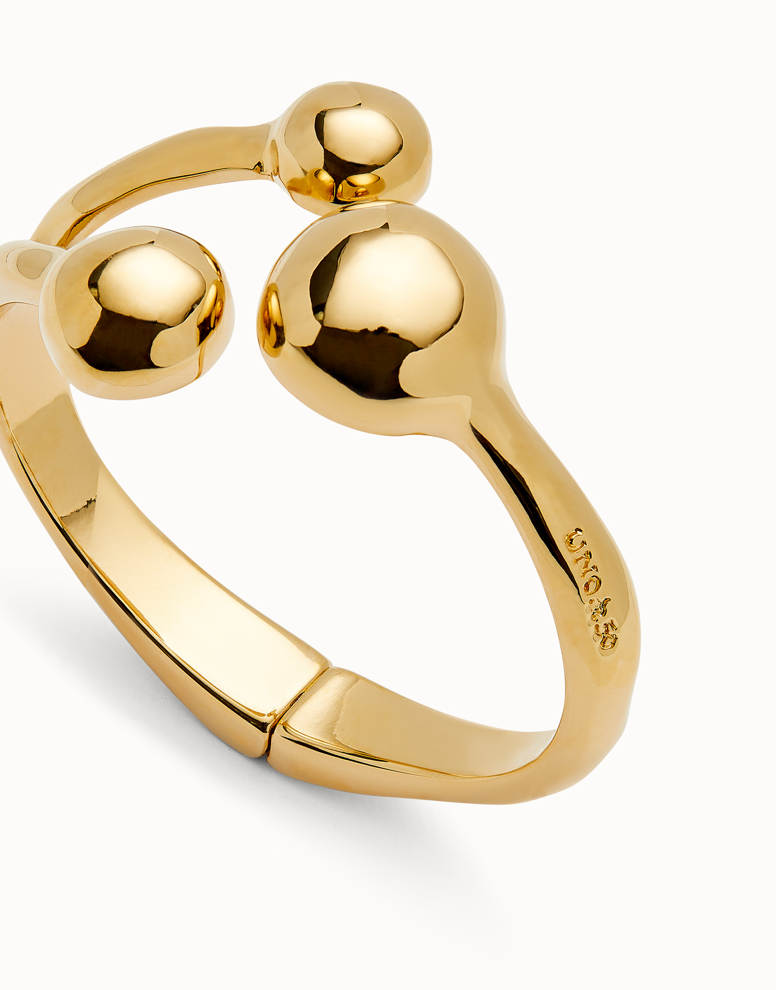 18k gold-plated cuff bracelet with tree beads