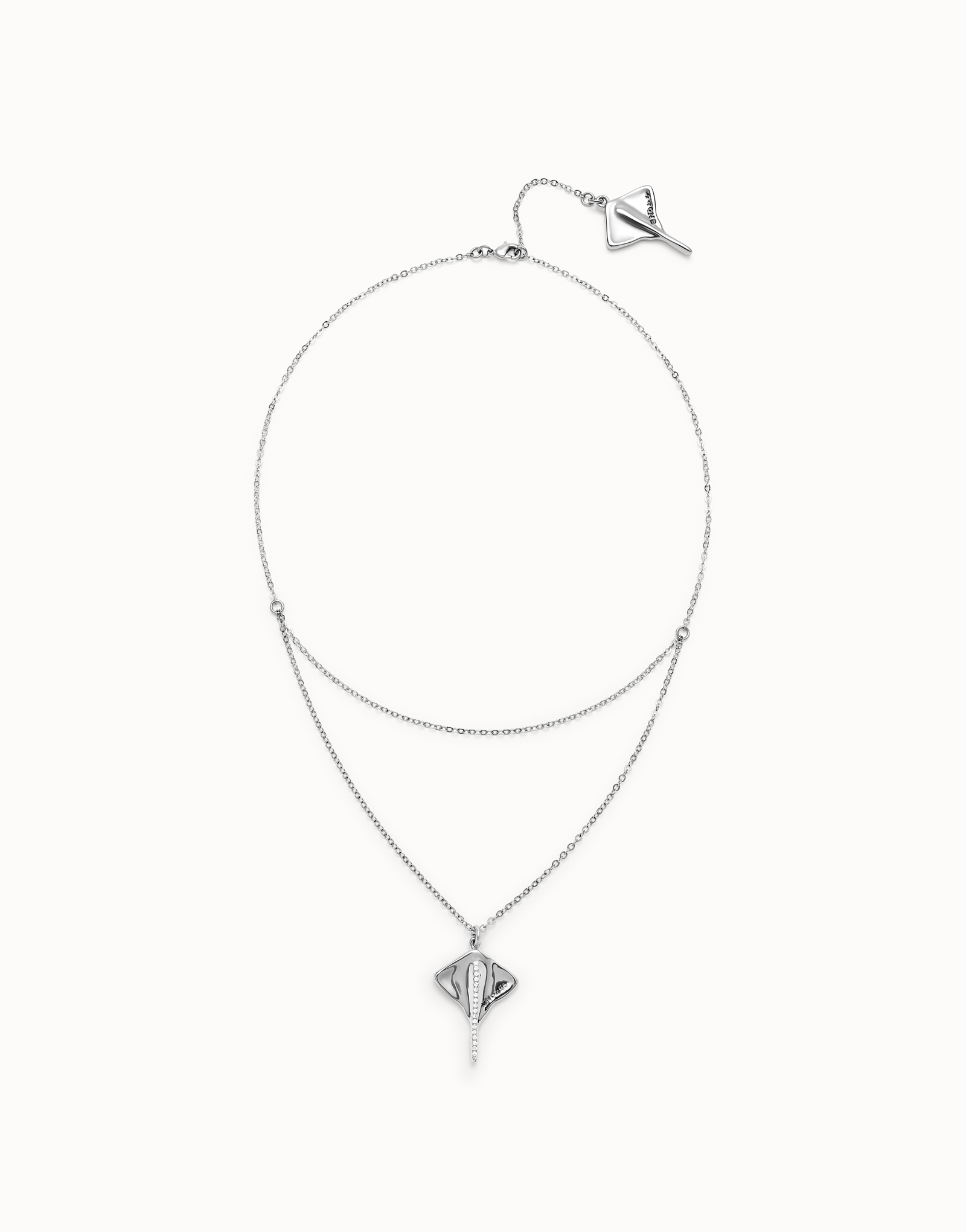 Double sterling silver-plated chain with topaz and manta ray | UNOde50 ...