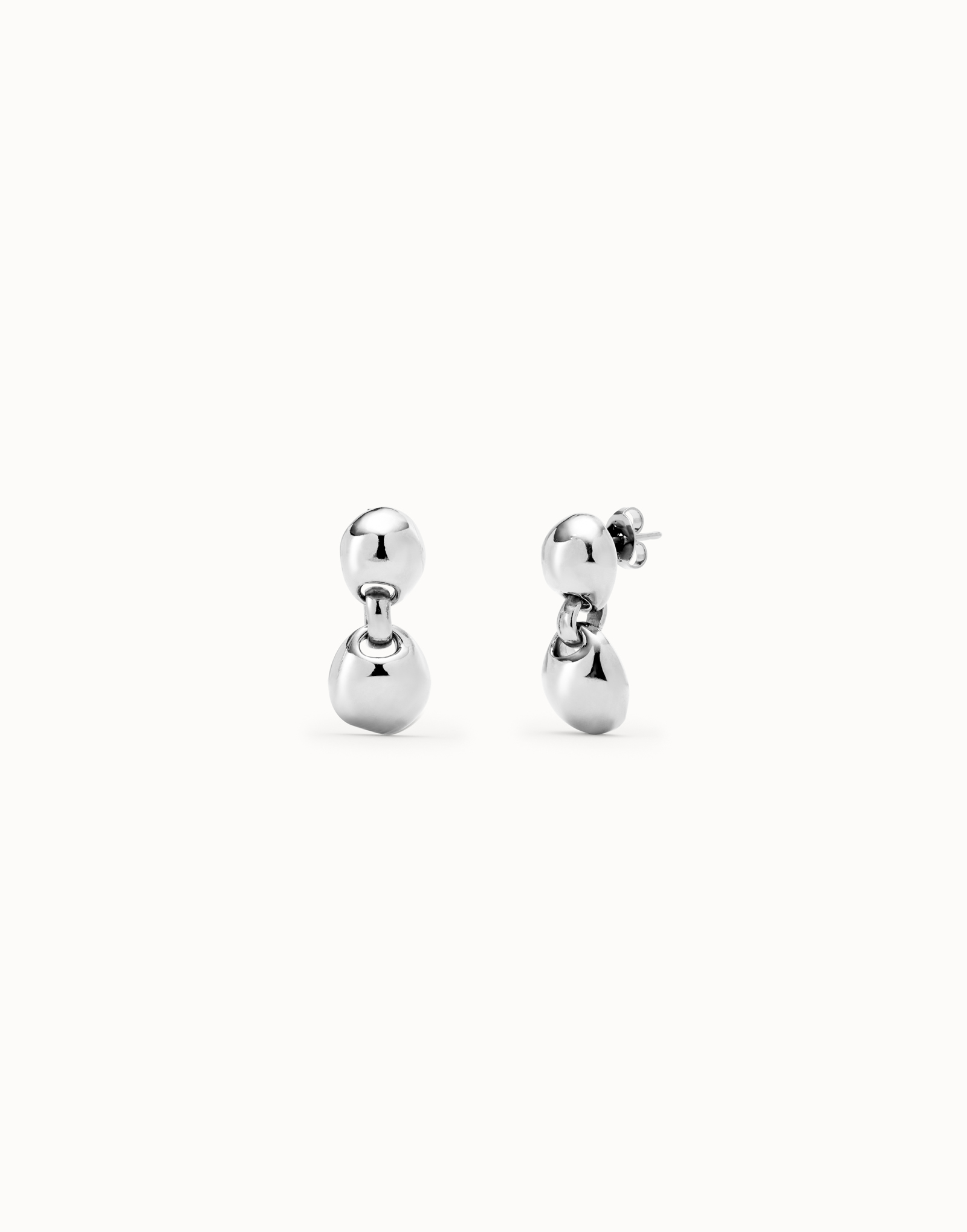 Sterling silver-plated earrings with two beads
