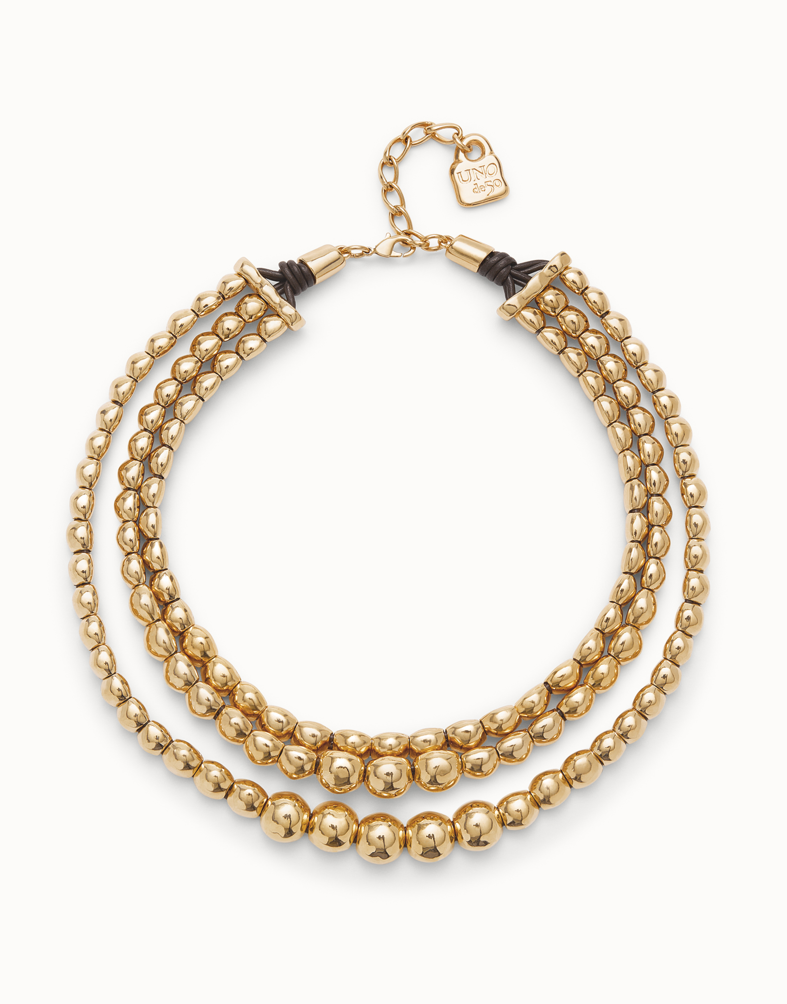 Collar triple edición limitada con bolas bañadas en oro 18k | UNOde50 España