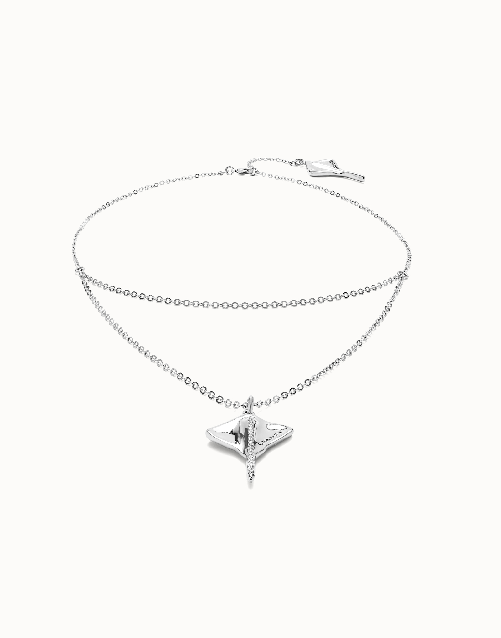 Double sterling silver-plated chain with topaz and manta ray | UNOde50 ...