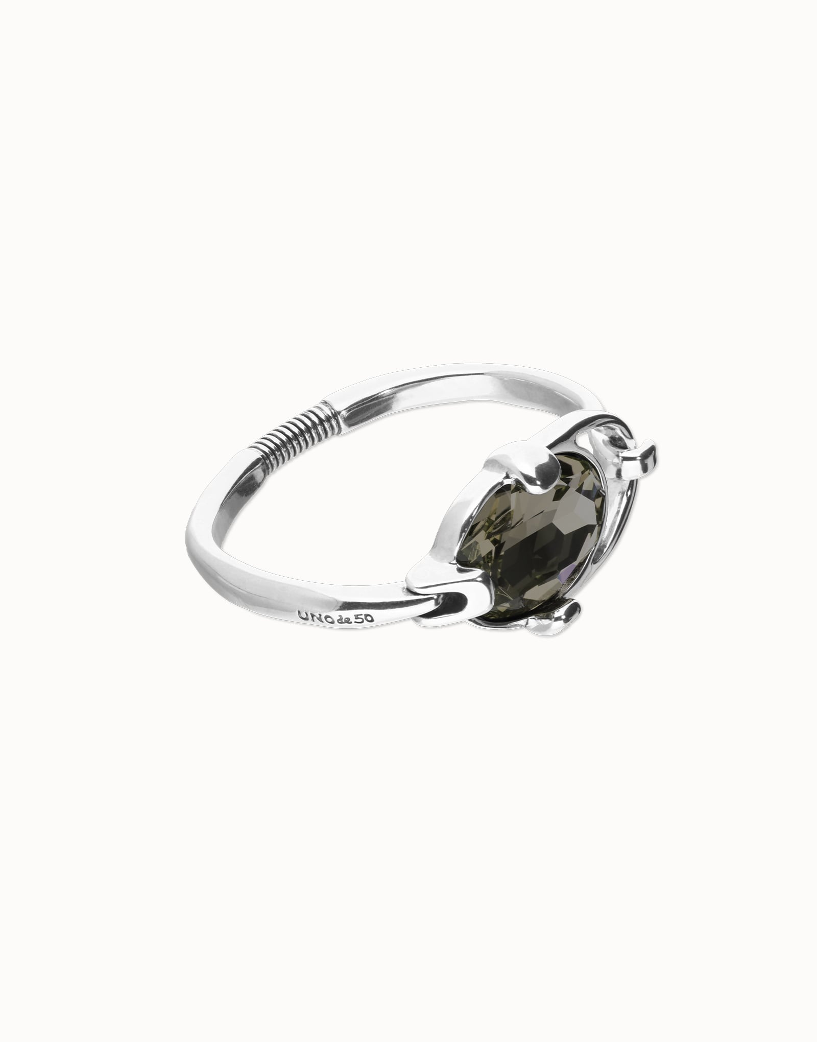 Bangle bracelet with oval faceted gray crystal | UNOde50 United States