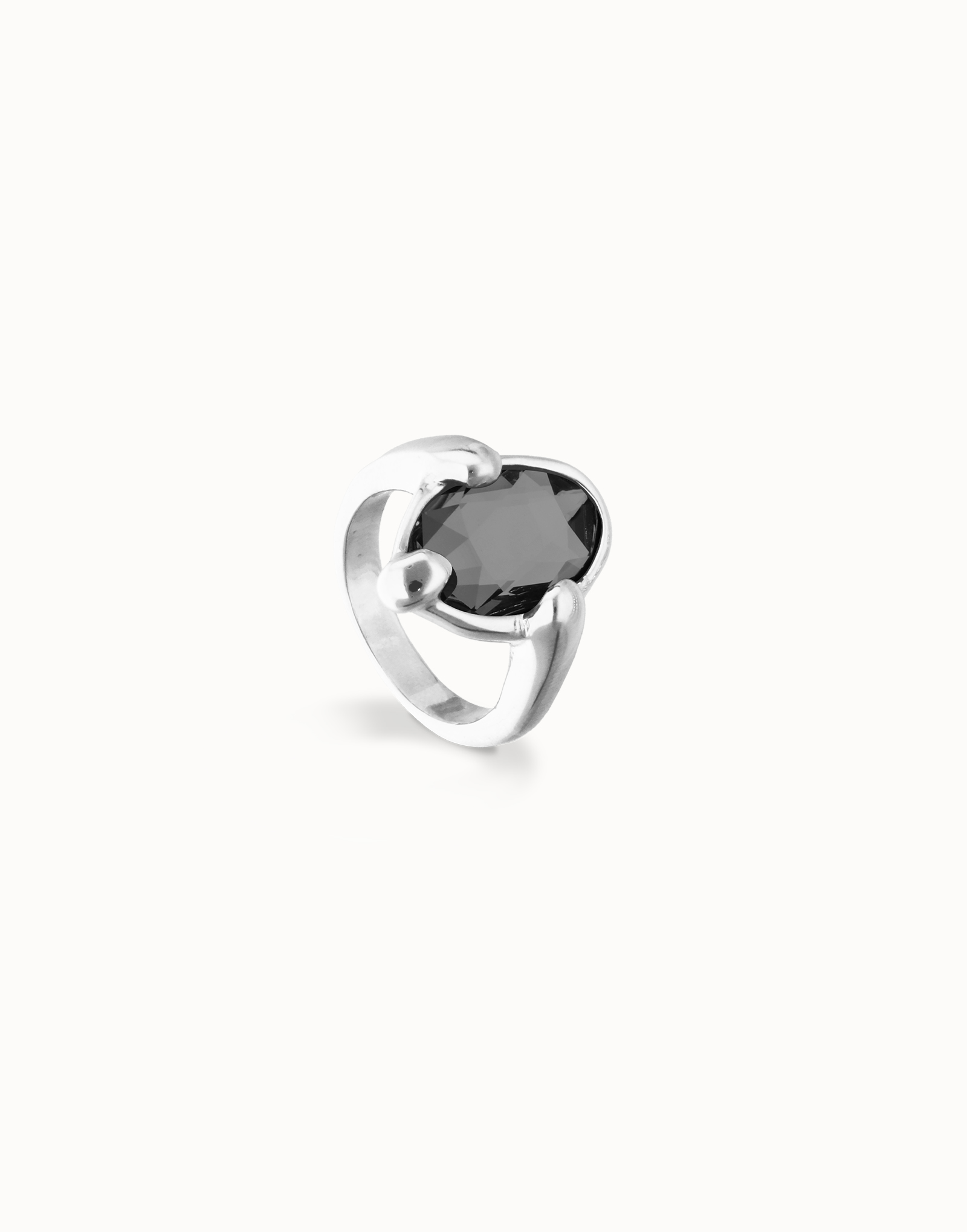 Ring with oval faceted black crystal | UNOde50 Puerto Rico