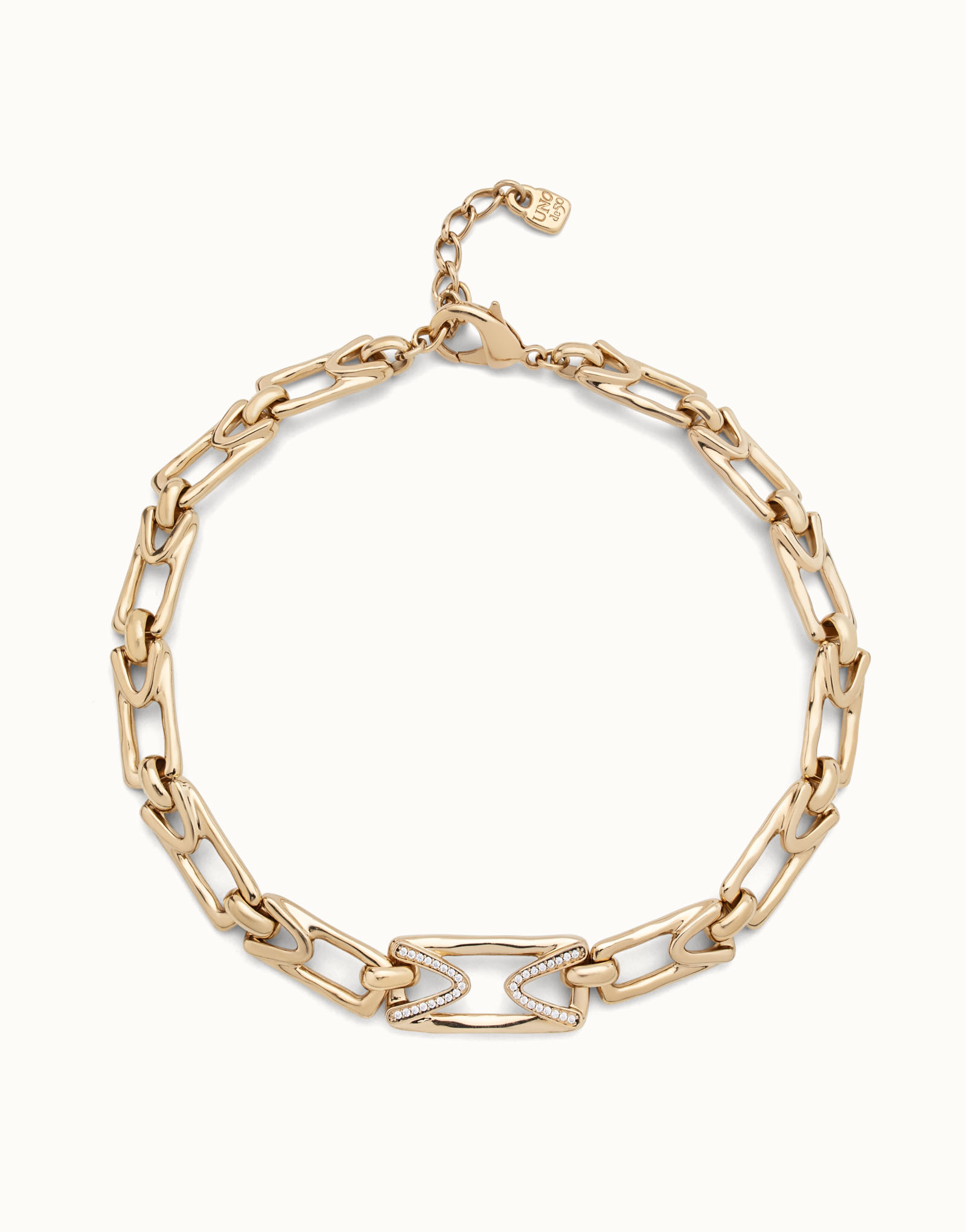 18K gold-plated necklace with rectangular link and topaz | UNOde50 ...