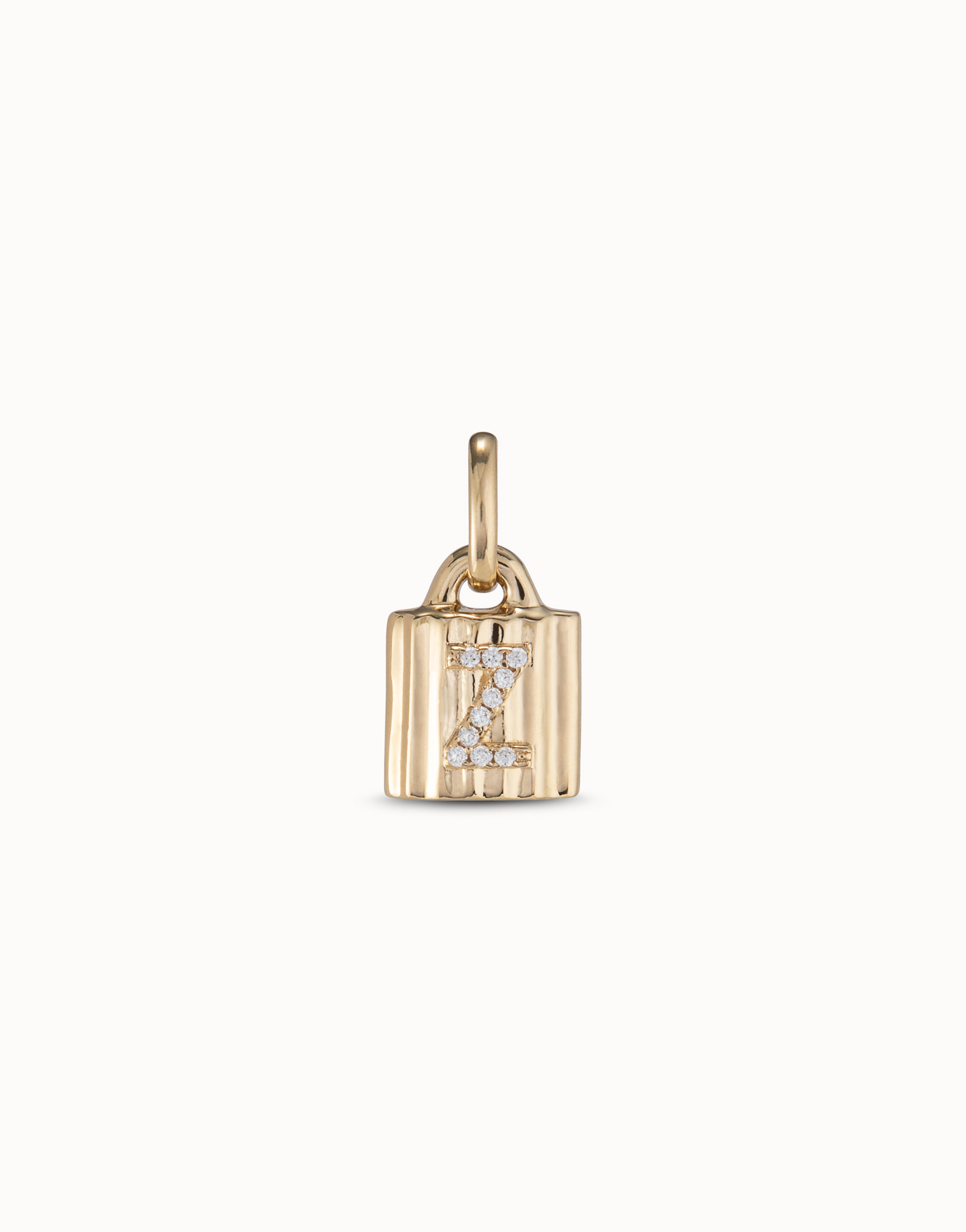 18K gold-plated padlock charm with topaz letter Z | UNOde50 South Korea